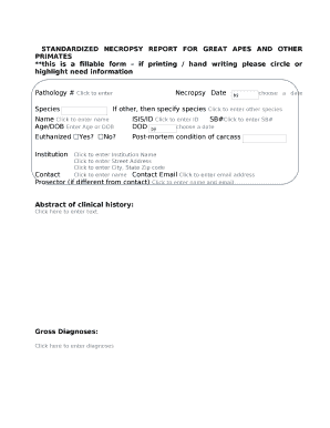 STANDARDIZED NECROPSY REPORT FOR GREAT APES AND OTHER PRIMATES Doc ...