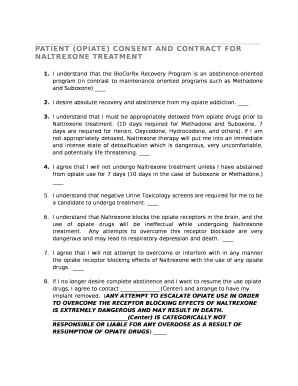 Patient (Opiate) Consent and Contract for Treatment Doc Template ...
