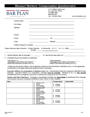 Missouri Workers Compensation Questionnaire Doc Template | pdfFiller