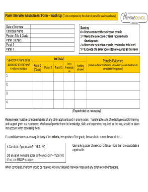 Panel Interview Assessment Wash Up (To be completed by the chair of ...