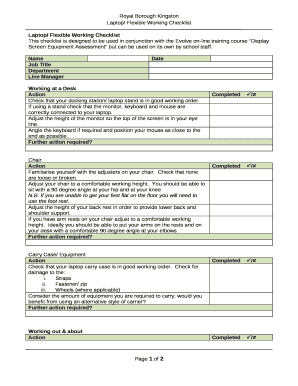 Laptop/ Flexible Working Checklist Doc Template | pdfFiller