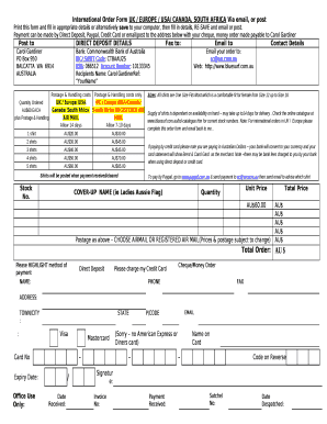 International Order UK / EUROPE / USA/ CANADA, SOUTH AFRICA Via email ...