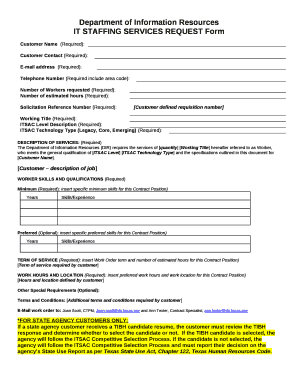 IT STAFFING SERVICES REQUEST Doc Template | pdfFiller