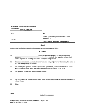 Order Appointing Guardian Ad Litem (ORAPGL) Doc Template | pdfFiller