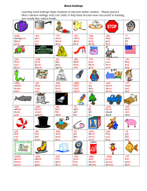 Word Endings Doc Template | pdfFiller