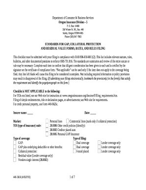 STANDARDS FOR GAP, COLLATERAL PROTECTION Doc Template | pdfFiller