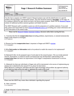 Stage 1 Research Problem Statement Doc Template | pdfFiller