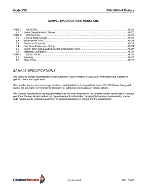 Sample Specifications Model CBL Doc Template | pdfFiller