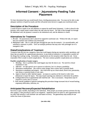 Ined Consent Jejunostomy Feeding Tube Placement Doc Template | pdfFiller