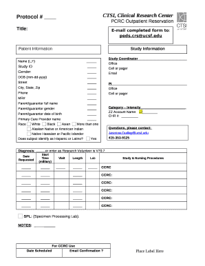 CTSI, Clinical Research Center Doc Template | pdfFiller