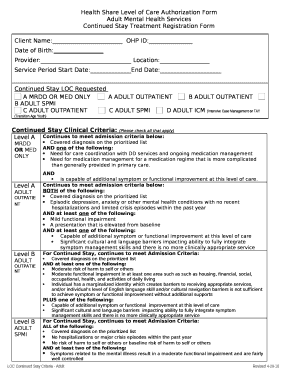 Continued Stay Treatment Registration Doc Template | pdfFiller