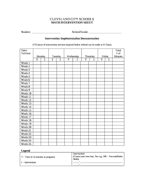 MATH INTERVENTION SHEET Doc Template | pdfFiller