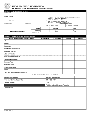 CONSUMER DIRECTED SERVICES SERVICE REPORT - health mo Doc Template ...