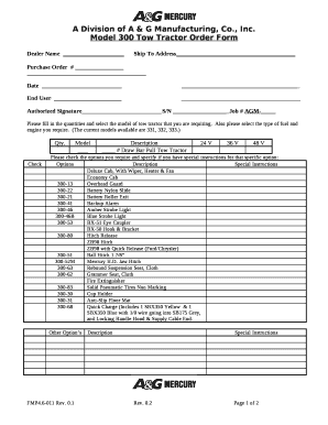 Model 300 Tow Tractor Order Doc Template | pdfFiller