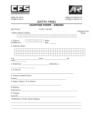 (AUDITION S - SINGER) Doc Template | pdfFiller