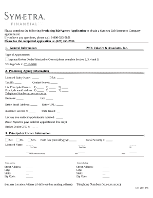 Please complete the following Producing BD/Agency Application to obtain ...