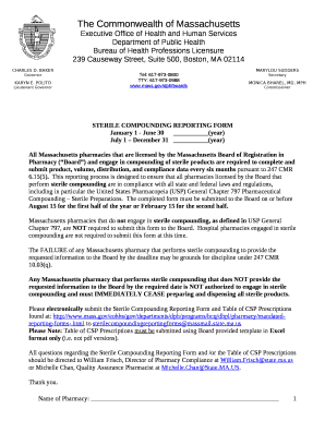 STERILE COMPOUNDING REPORTING Doc Template | pdfFiller