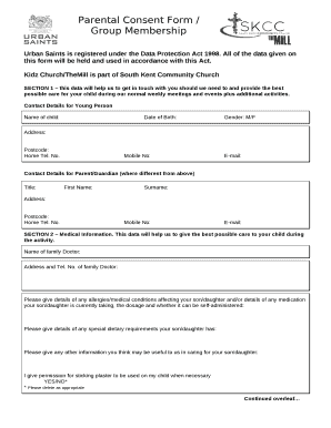 Parental Consent / Doc Template | pdfFiller
