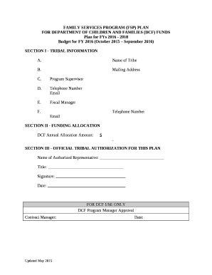 FAMILY SERVICES PROGRAM (FSP) PLAN - dcf wisconsin Doc Template | pdfFiller
