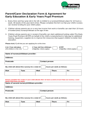 Parent/Carer Declaration & Agreement for Doc Template | pdfFiller
