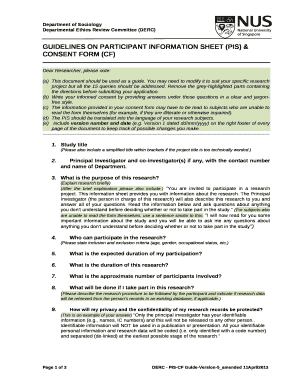 Guidelines on Participant Ination Sheet (PIS) & Consent (CF) Doc ...