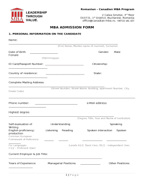 MBA ADMISSION Doc Template | pdfFiller
