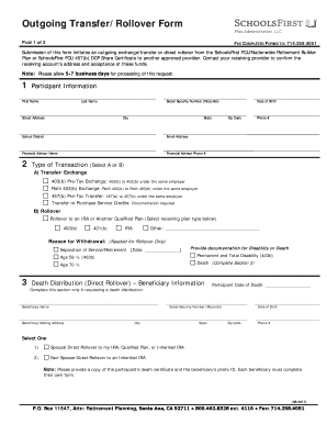 Fillable Online Outgoing Transfer/Rollover Form Fax Email Print - pdfFiller