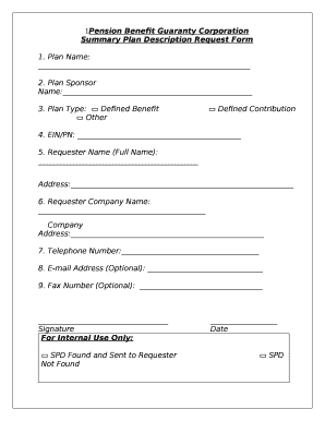 Summary Plan Description Request Doc Template | pdfFiller