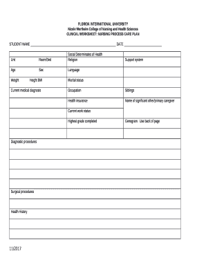 CLINICAL WORKSHEET: NURSING PROCESS CARE PLAN - cnhs fiu Doc Template ...