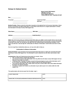 Release for Medical Opinion Doc Template | pdfFiller