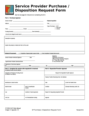 Service Provider Purchase / Disposition Request Doc Template | pdfFiller