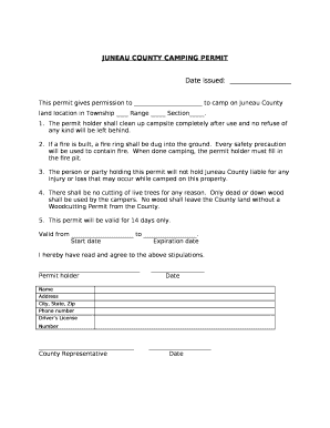 JUNEAU COUNTY CAMPING PERMIT Doc Template | pdfFiller