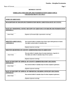Timeline Discipline/Termination Doc Template | pdfFiller