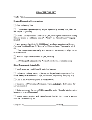 PSA CHECKLIST Doc Template | pdfFiller