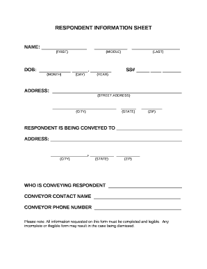 RESPONDENT INATION SHEET Doc Template | pdfFiller