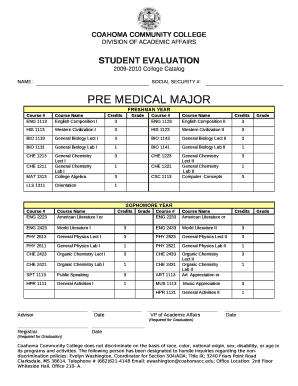 PRE MEDICAL MAJOR Doc Template | pdfFiller