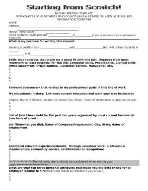 RSUM WRITING TEMPLATE Doc Template | pdfFiller