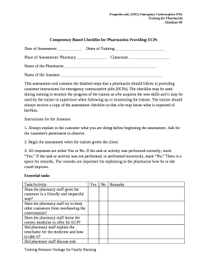 Competency Based Checklist for Pharmacists Providing ECPs Doc Template ...