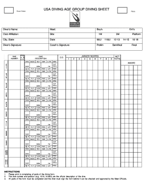 Fillable Online USA DIVING AGE GROUP DIVING SHEET Fax Email Print ...
