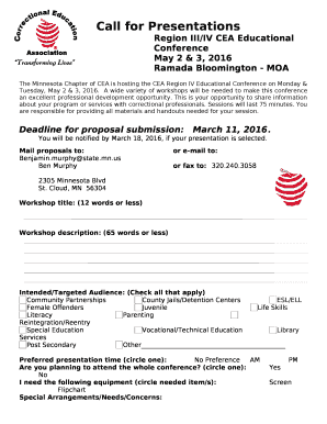 Region III/IV CEA Educational Conference Doc Template | pdfFiller
