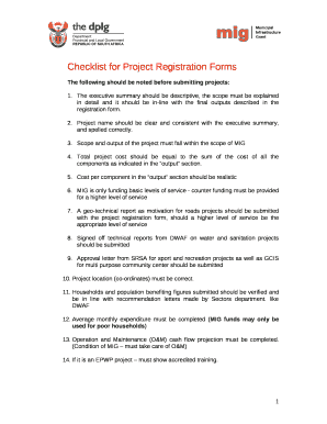 Checklist for Project Registration s Doc Template | pdfFiller