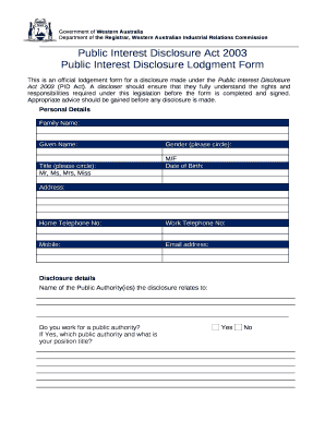 Public Interest Disclosure Act 2003 Doc Template | pdfFiller