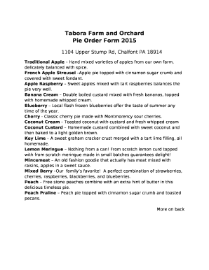 Pie Order 2015 Doc Template | pdfFiller