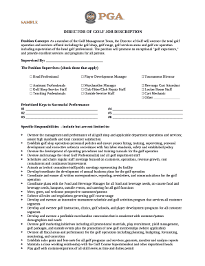 DIRECTOR OF GOLF JOB DESCRIPTION Doc Template | pdfFiller