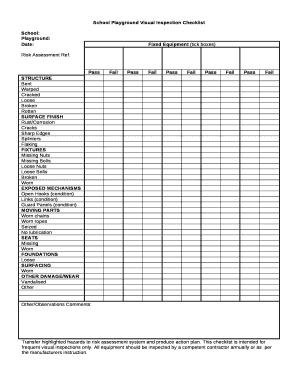 School Playground Visual Inspection Checklist Doc Template | pdfFiller