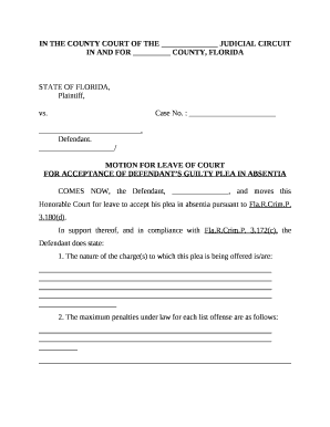 MOTION FOR LEAVE OF COURT Doc Template | pdfFiller