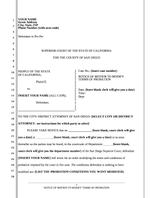 NOTICE OF MOTION TO MODIFY Doc Template | pdfFiller