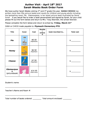 Sarah Weeks Book Order Doc Template | pdfFiller