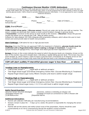 Continuous Glucose Monitor (CGM) Addendum Doc Template | pdfFiller