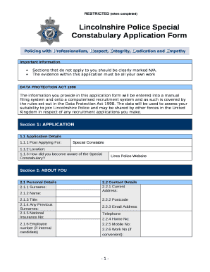Lincolnshire Police Special Constabulary Application Doc Template ...